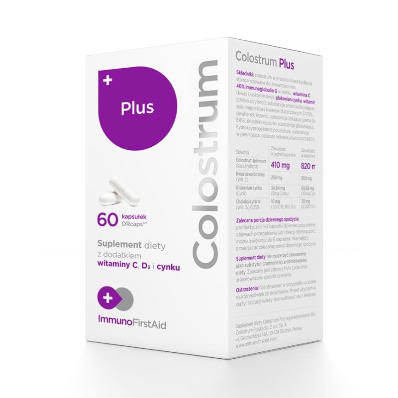 Colostrum Polska Colostrum Plus 500mg 60 kapsułek - opinie, cena | mybionic.pl