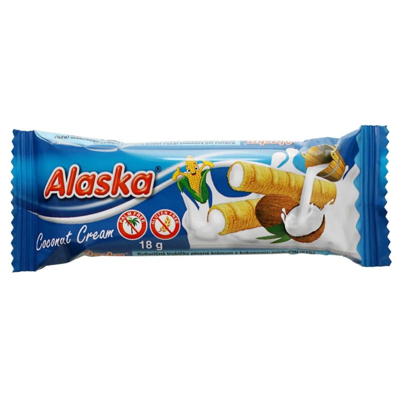 Alaska Rurki Kukurydziane Z Kremem O Smaku Kokosowym Bezglutenowe 18 g - opinie, cena | mybionic.pl